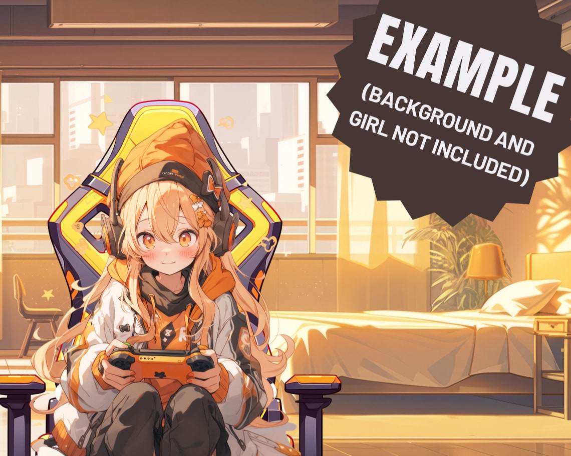 PNG of Vtuber Gaming Chair Black and Yellow PNG With Transparent ...