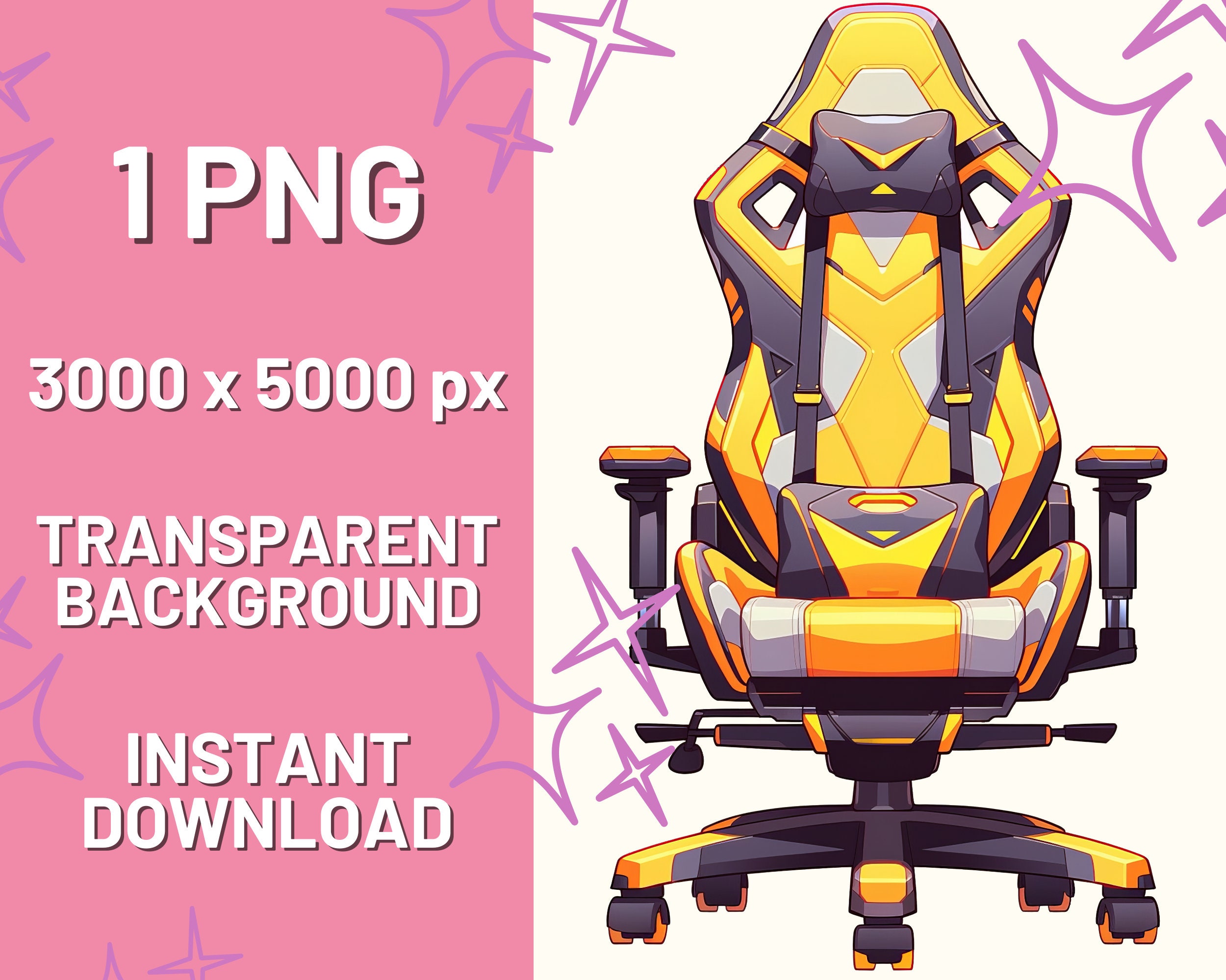 PNG of Vtuber Gaming Chair Black and Yellow PNG With Transparent ...