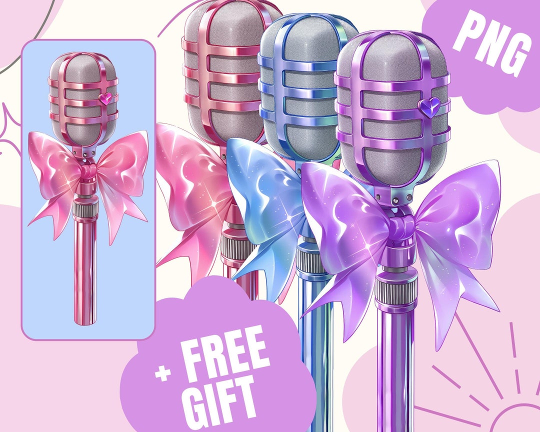 Vtuber Pngtuber Asset: Microphone With Bow and Heart - 3 Pngs ...