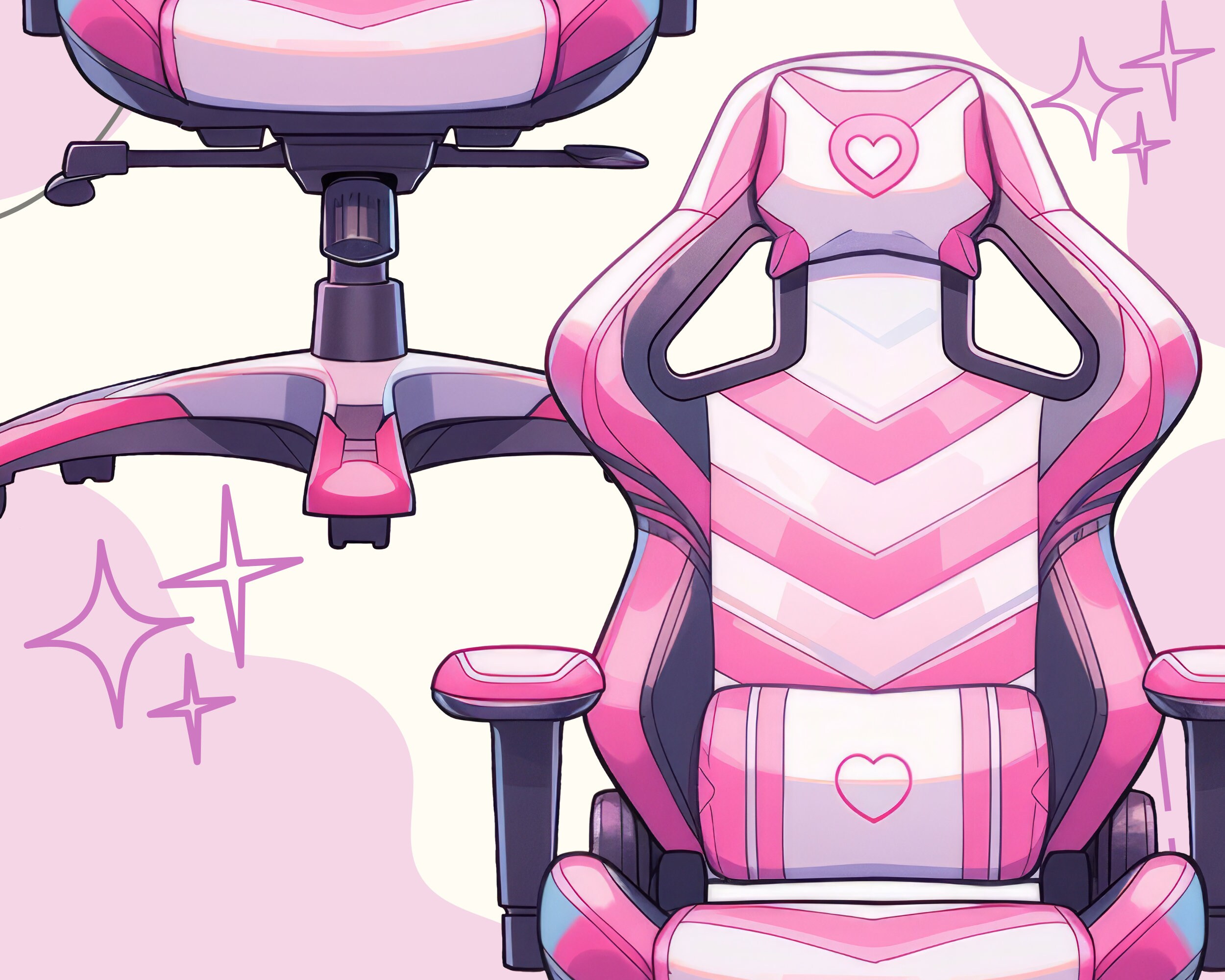 PNG of Vtuber Gaming Chair White and Pink Heart PNG With Transparent ...