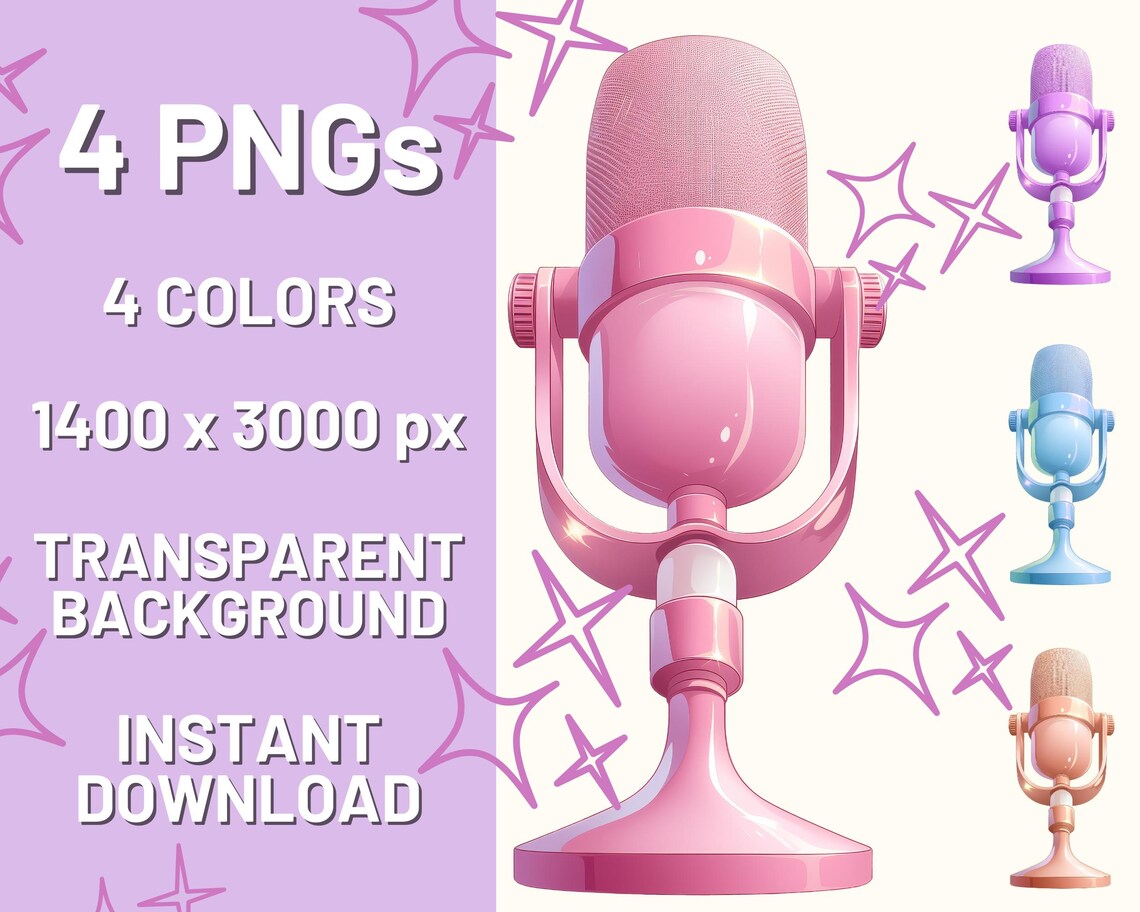 Vtuber Microphone - PNG With Transparent Background - Pink, Blue ...