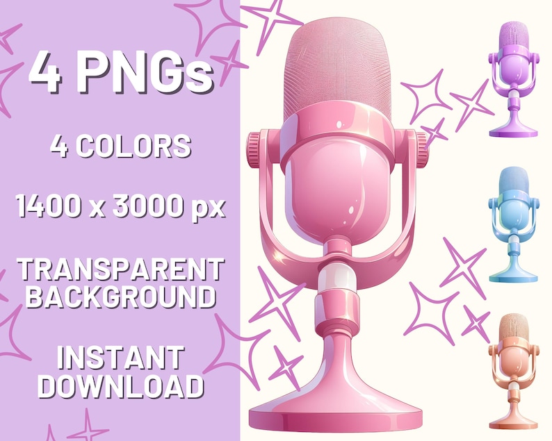 Vtuber Microphone - PNG With Transparent Background - Pink, Blue ...