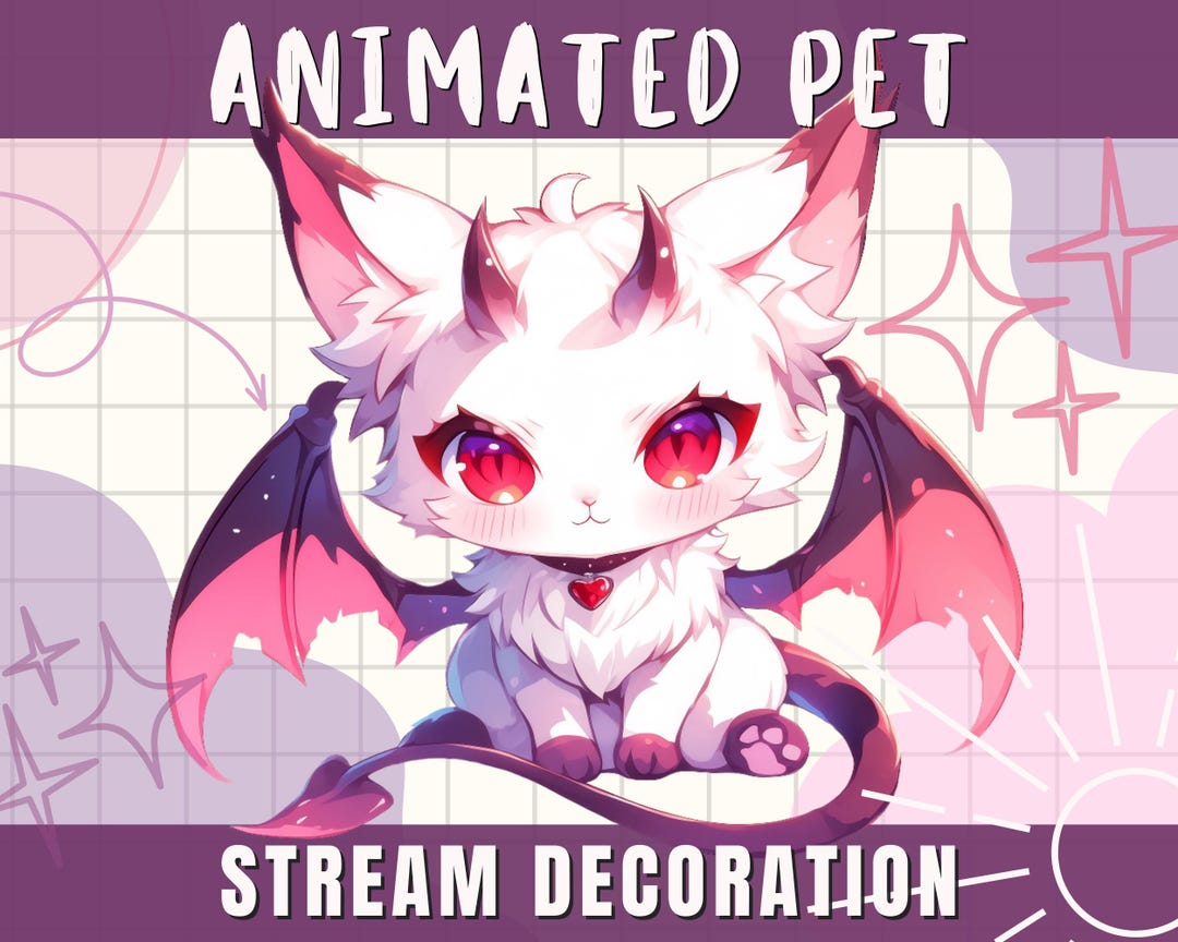 Animated Stream Pet: Demon Cat With Wings - Kawaii Twitch Asset for Vtube Pngtube - Cute ...