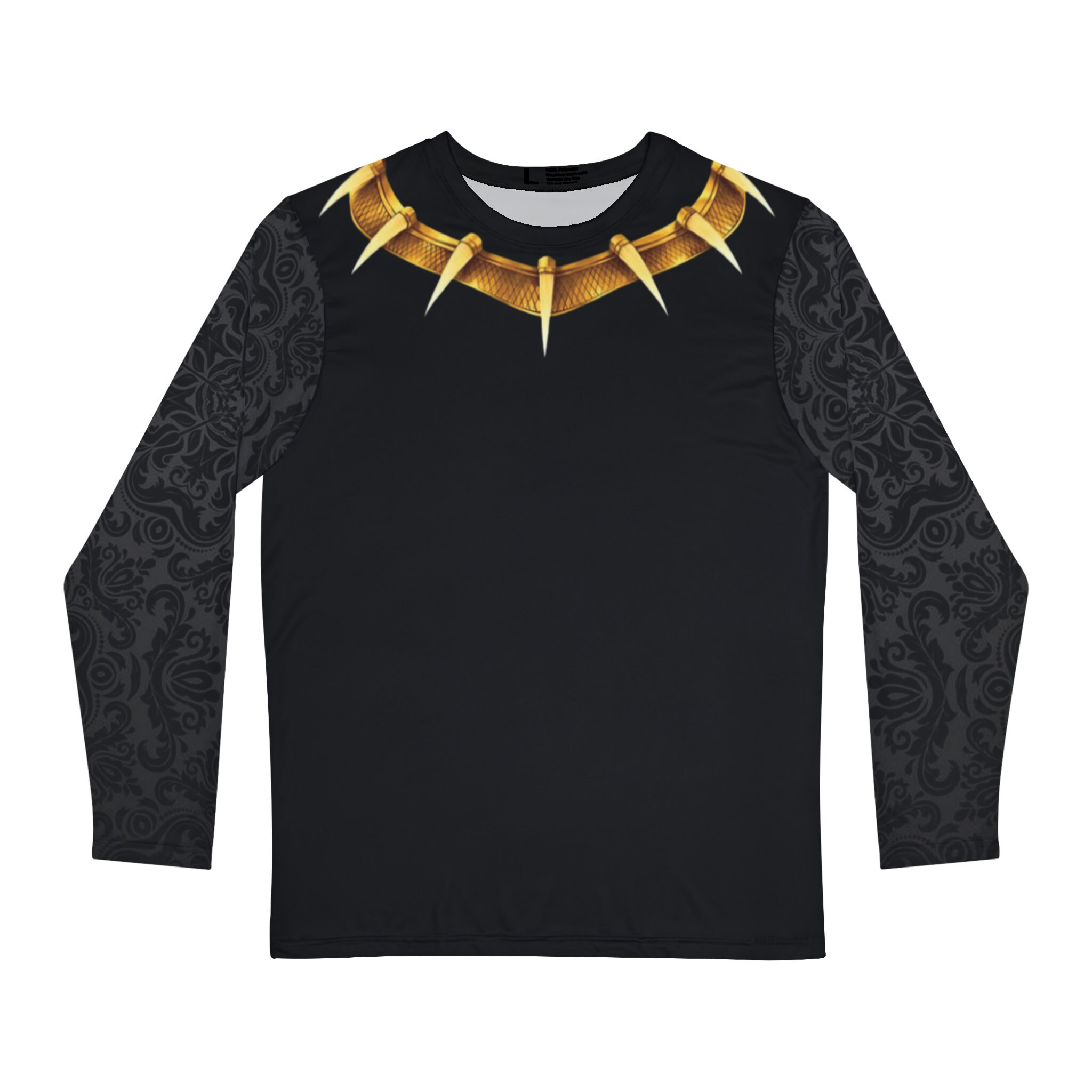 Black Panther Wakanda Men's Leopard Claw Necklace Long Sleeve Shirt ...