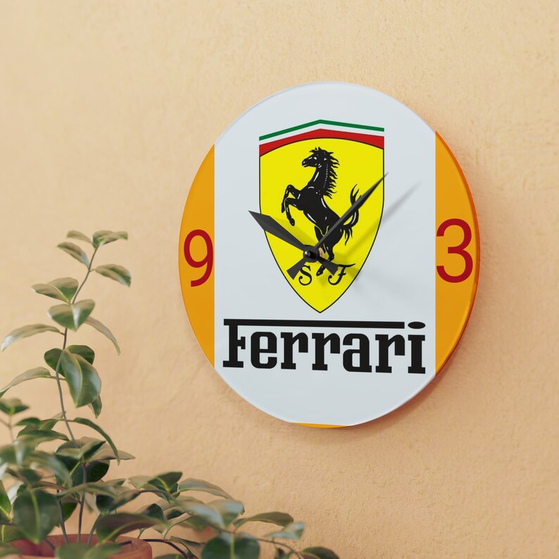 Ferrari Wall Clock Acrylic Ferrari Logo ,ferrari Design Wall Clock ...