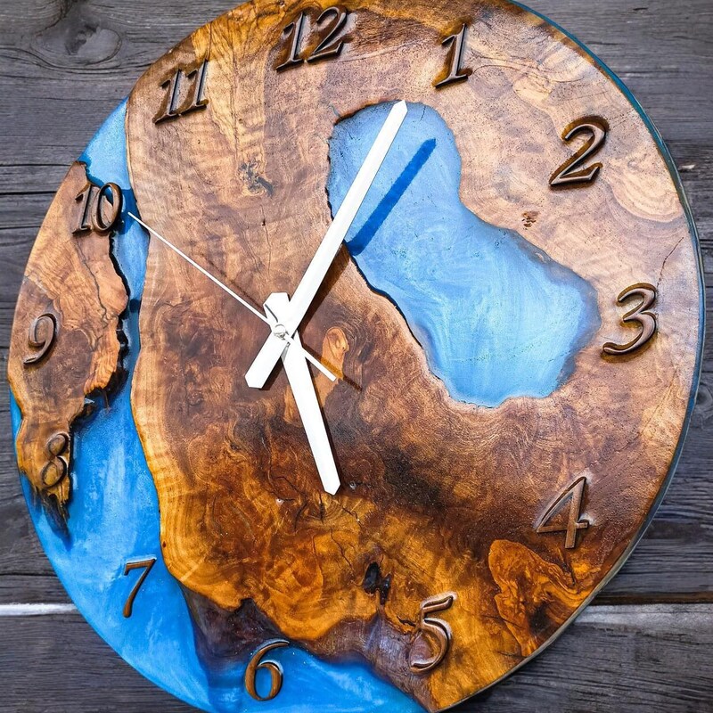 Resin and Wood Clock - Etsy