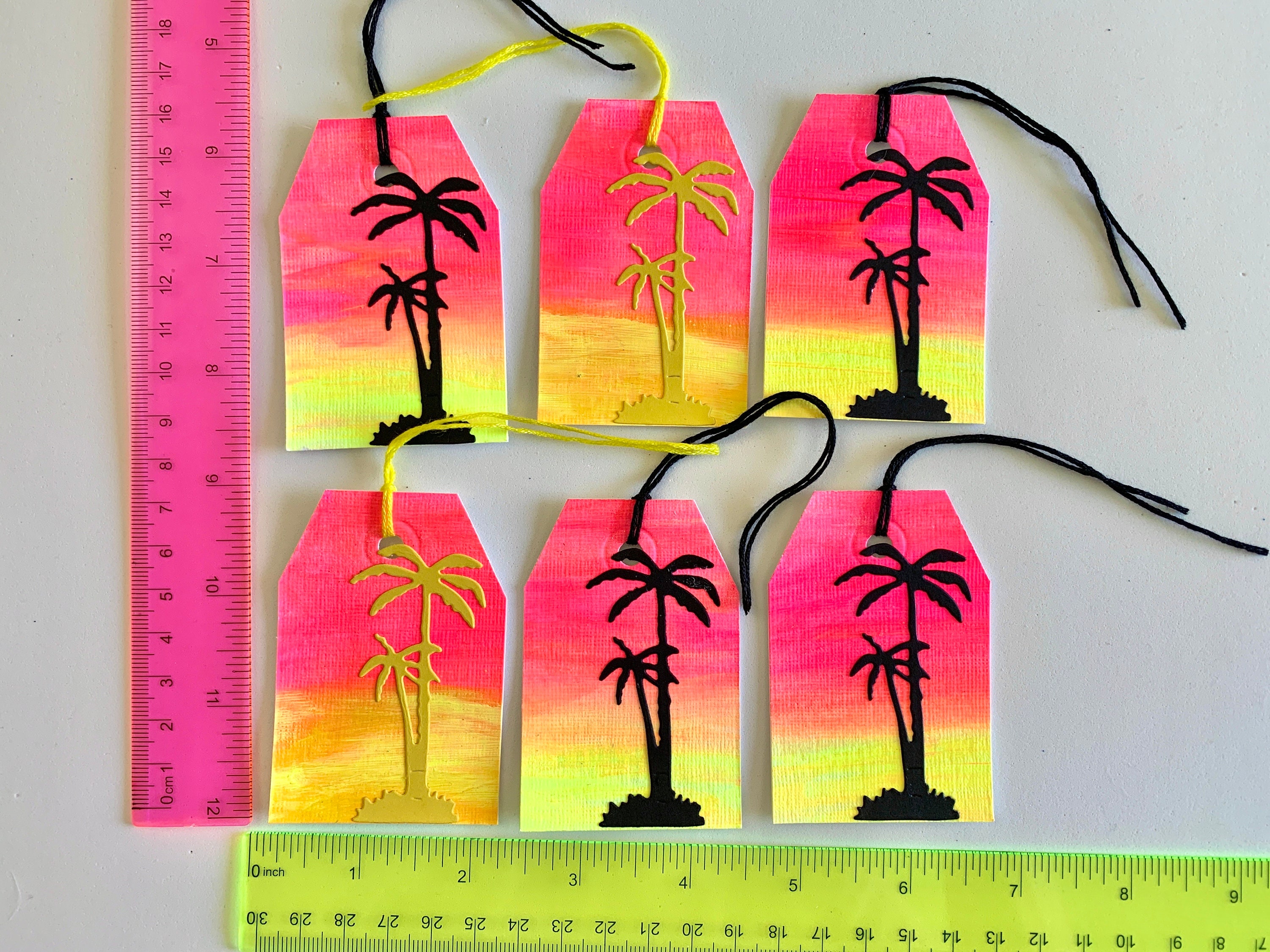 Palm Tree Gift Tags - Palm Trees Sunset Gift Tags - Neon Colors - Set ...