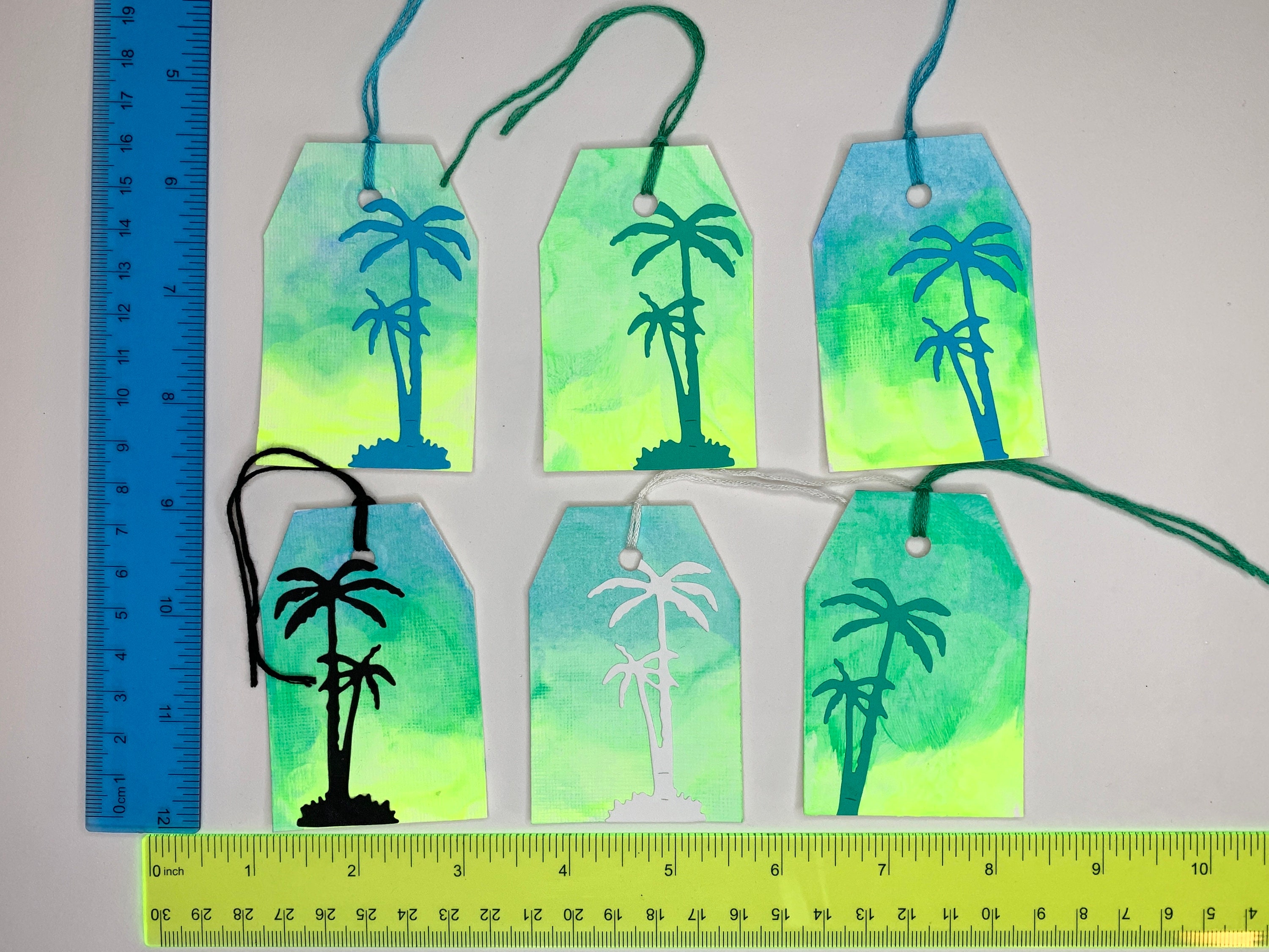 Palm Tree Gift Tags - Palm Trees Sunset Gift Tags - Neon Colors - Set ...