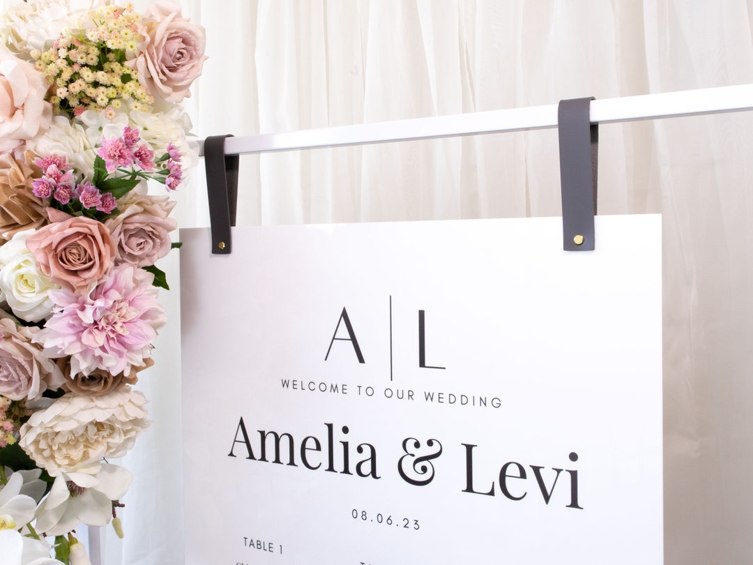 Charcoal Hanging Sign Strap Welcome Sign Hanging Wedding Sign Seating ...