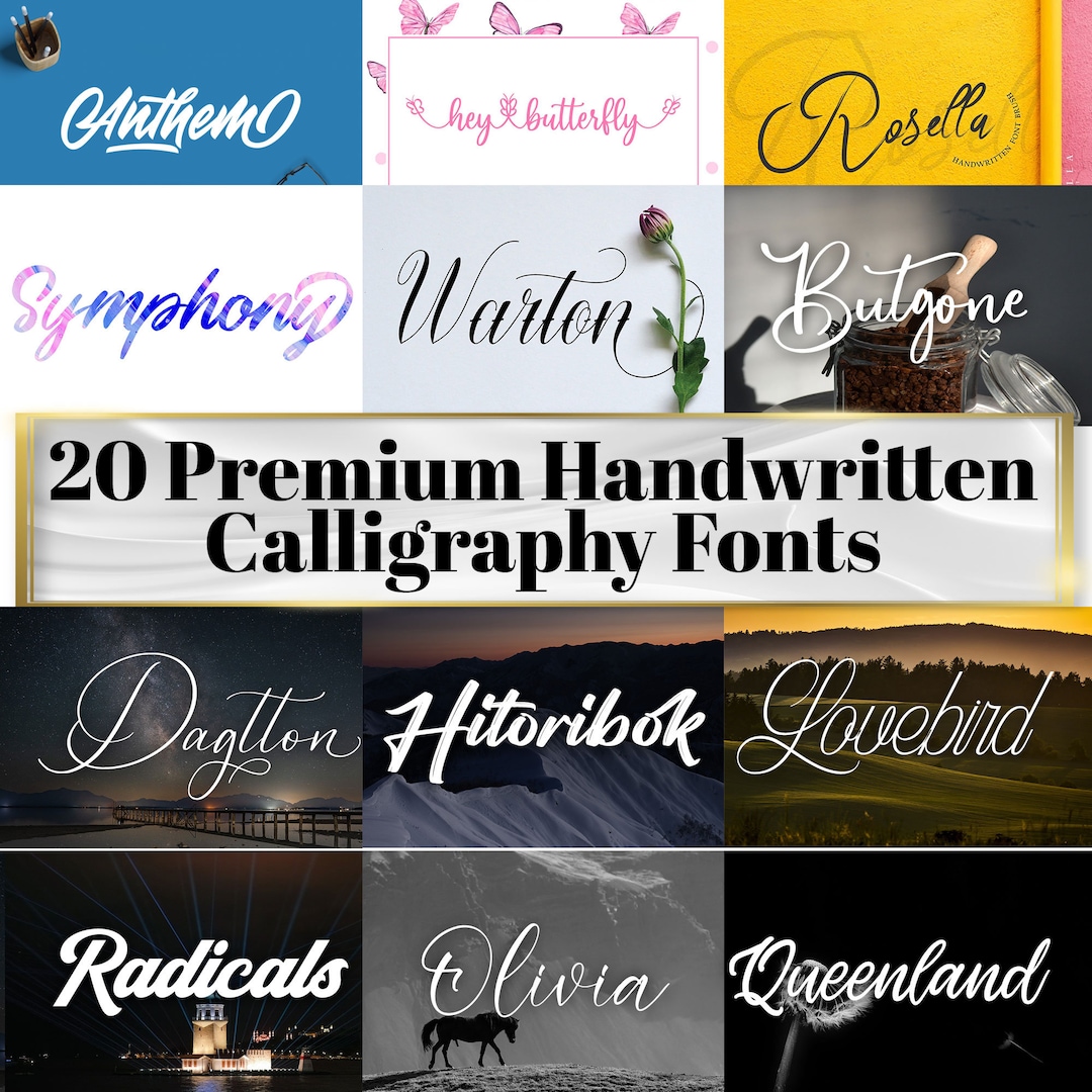 Handwritten Fonts Calligraphy Fonts Digital Download - Etsy