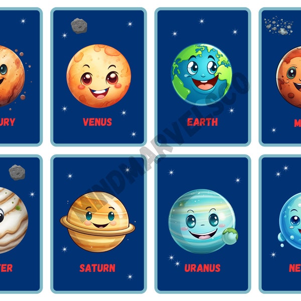 Kids Space Flash Cards - Etsy