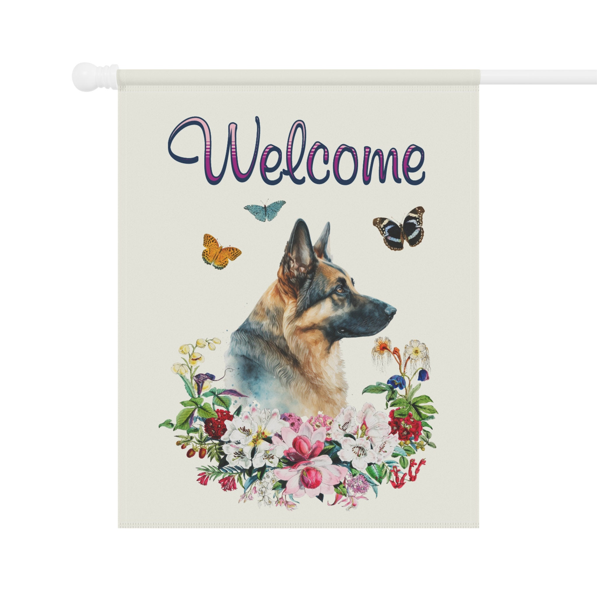 German Shepherd Spring Welcome Garden Flag Banner - Etsy