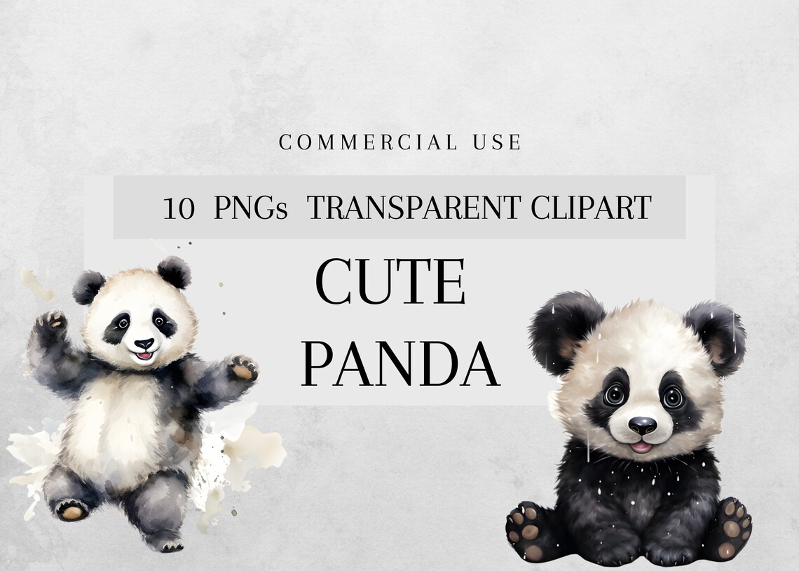 Watercolor Cute Panda Clipart Bundle, Baby Panda PNG, Nursery Decor ...