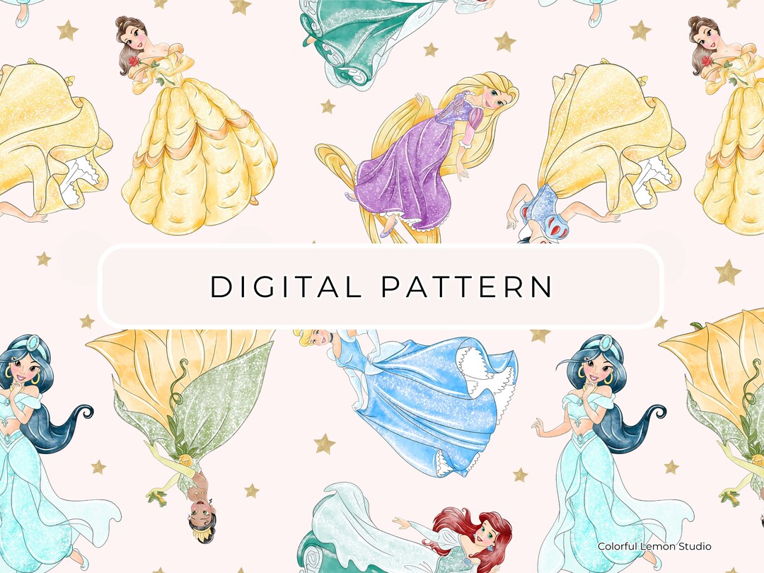 Watercolor Princess Digital Paper Pattern, Princess Seamless Pattern ...