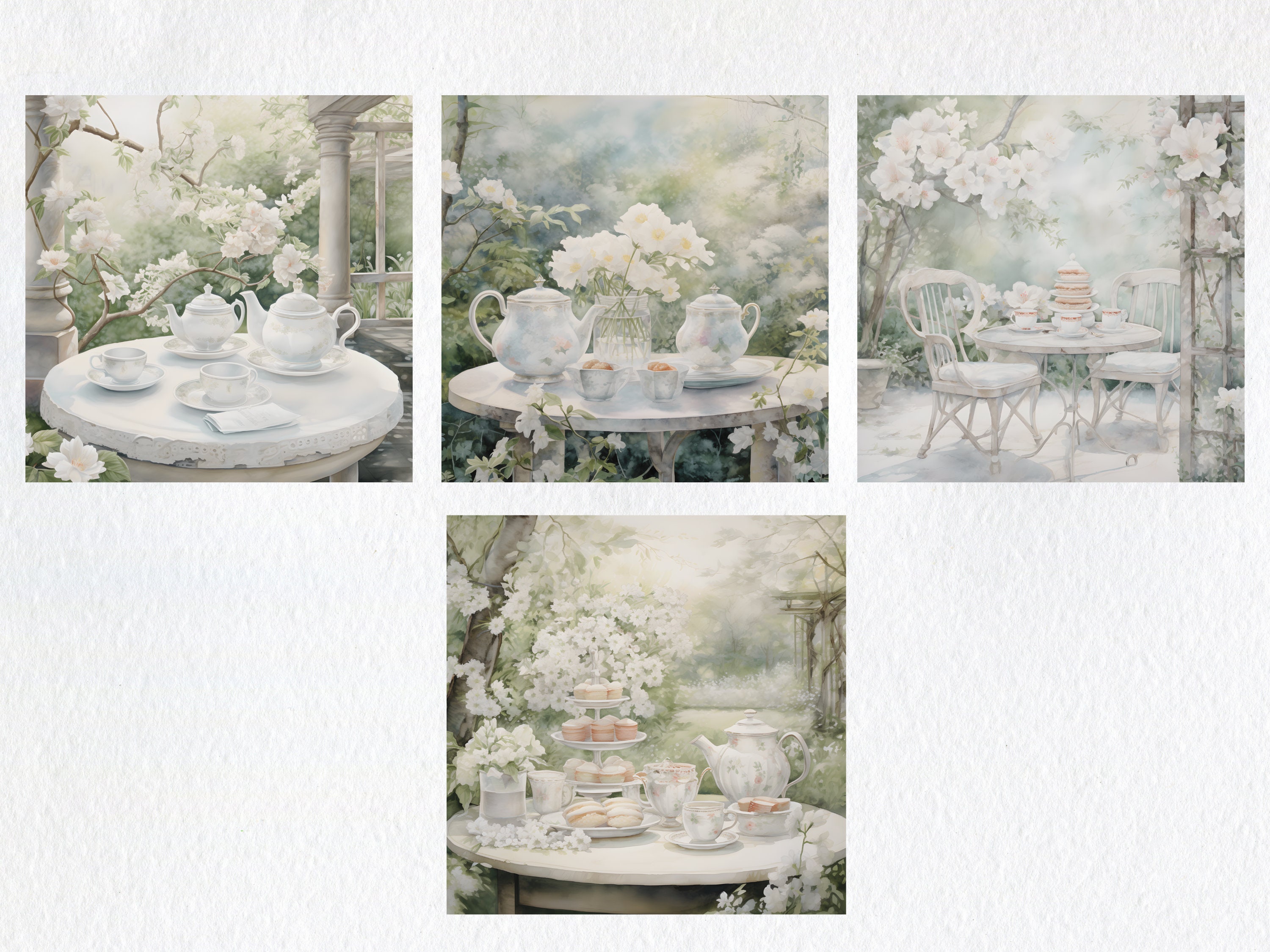 Watercolor Tea Party Clipart, Tea Set Clipart, Tea Time Clipart, Teacup ...