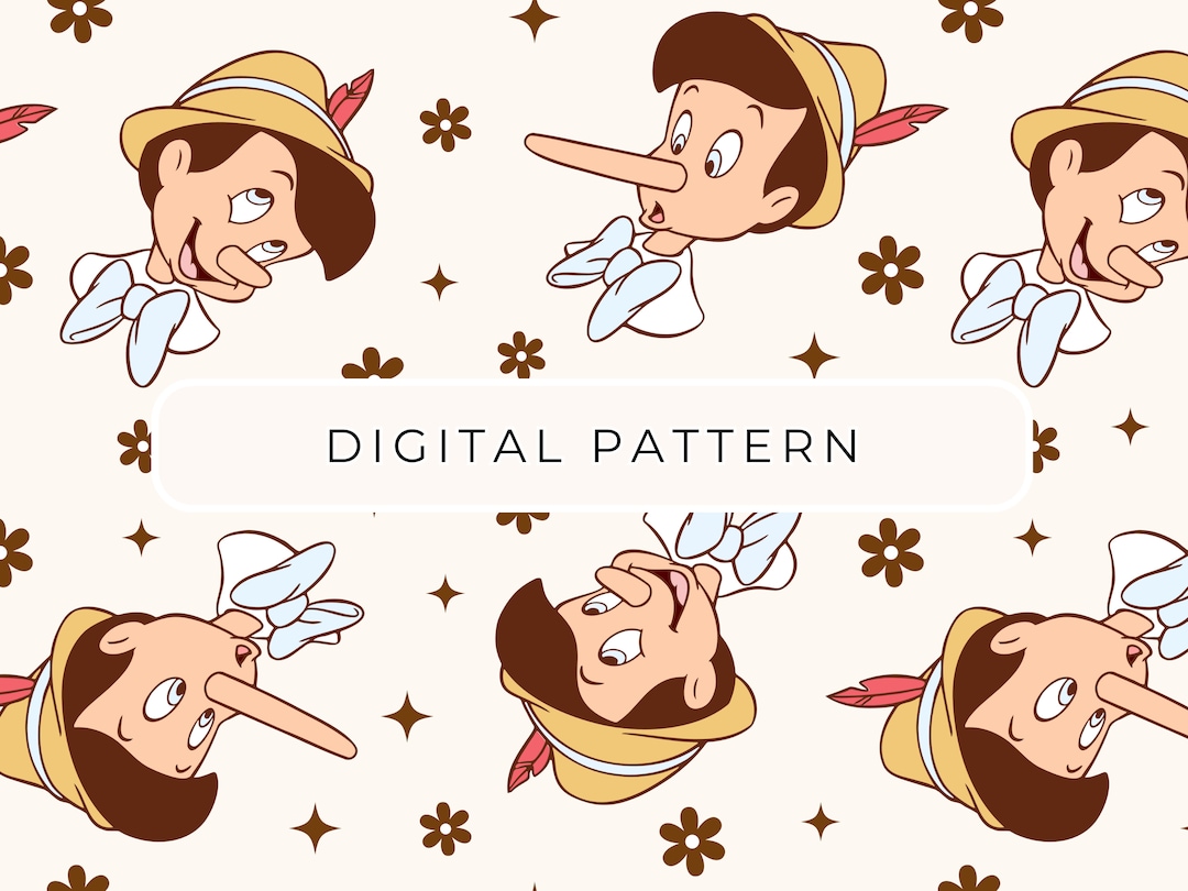 Pinocchio Digital Paper Pattern Theme, Pinocchio Seamless Patterns ...