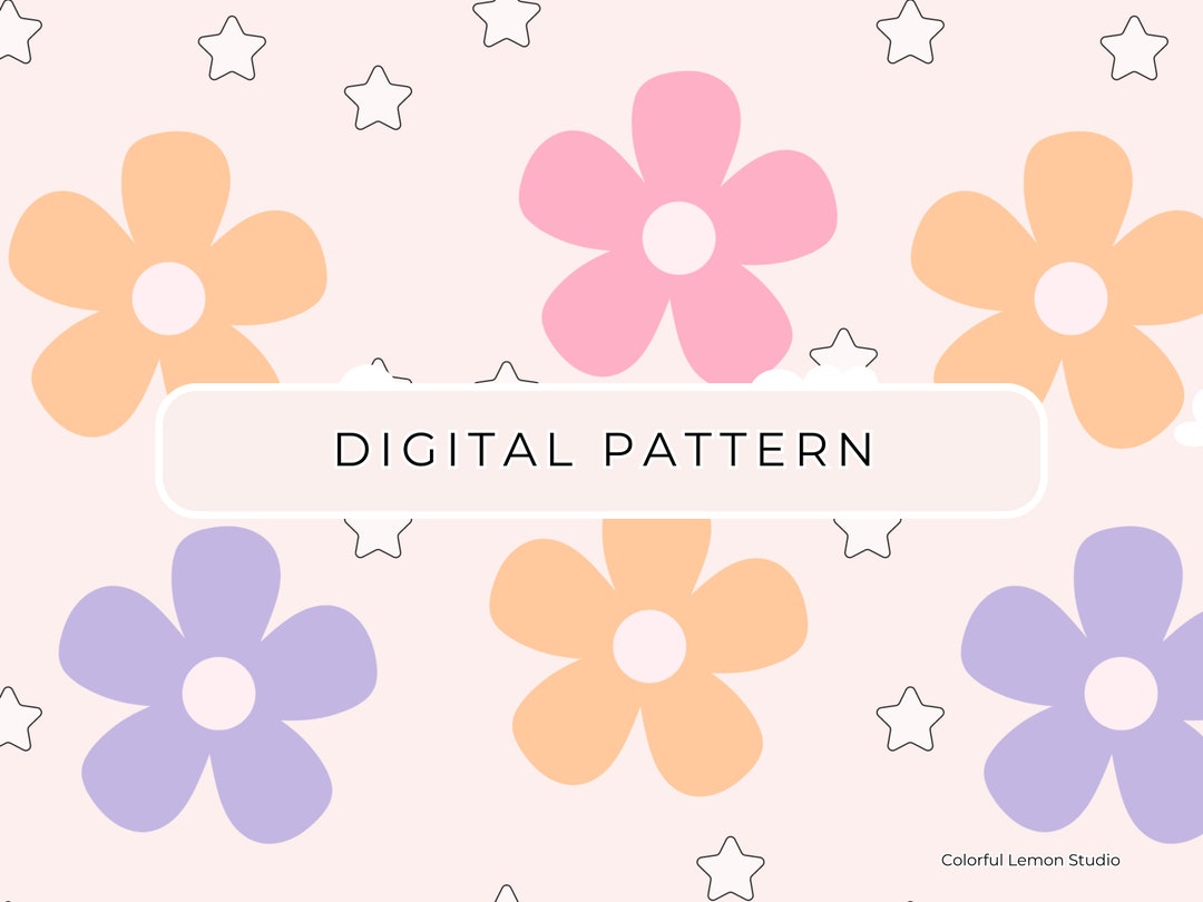 Groovy Spring Summer Daisy Flower Digital Paper Pattern, Flower ...