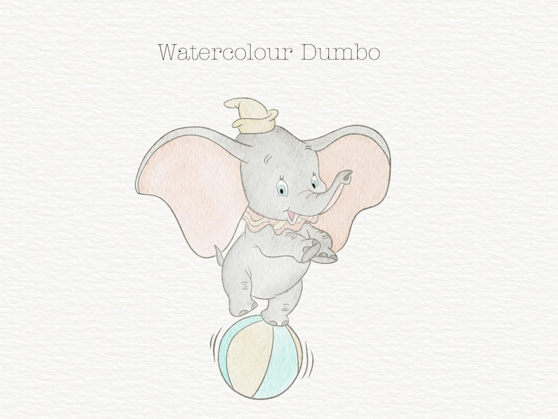 Watercolour Dumbo Clipart PNG, Cute Elephant Pastel Color PNG, Dumbo ...