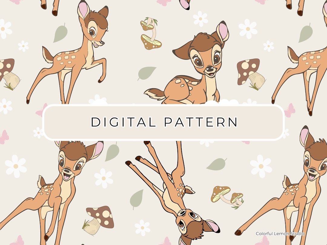 Bambi Digital Paper Pattern, Bambi Seamless Pattern, Digital Paper ...
