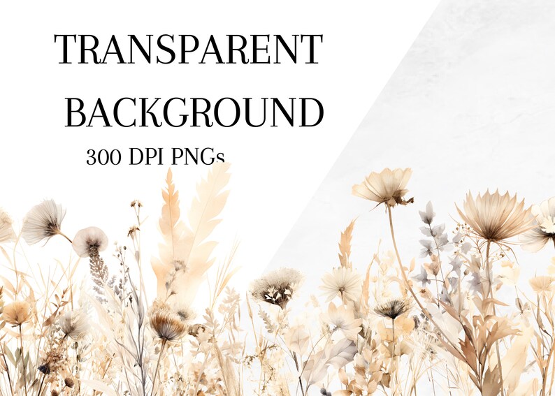 Watercolor Floral Wildflower Clipart PNG Dried Bouquet - Etsy