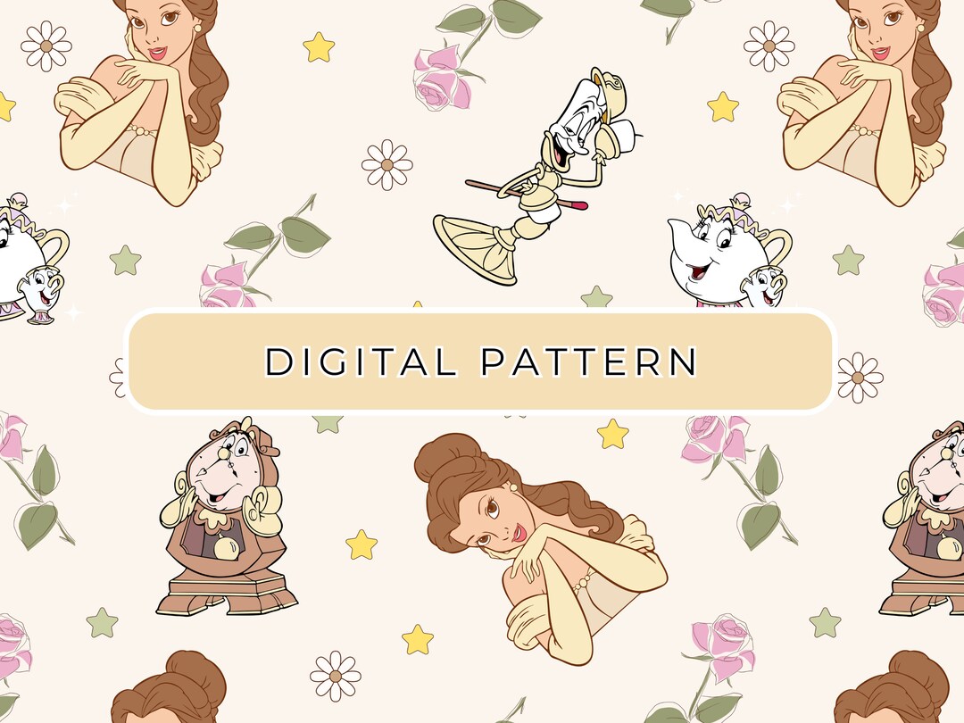Princess Belle Digital Paper Pattern Theme, Beauty Belle Seamless File ...