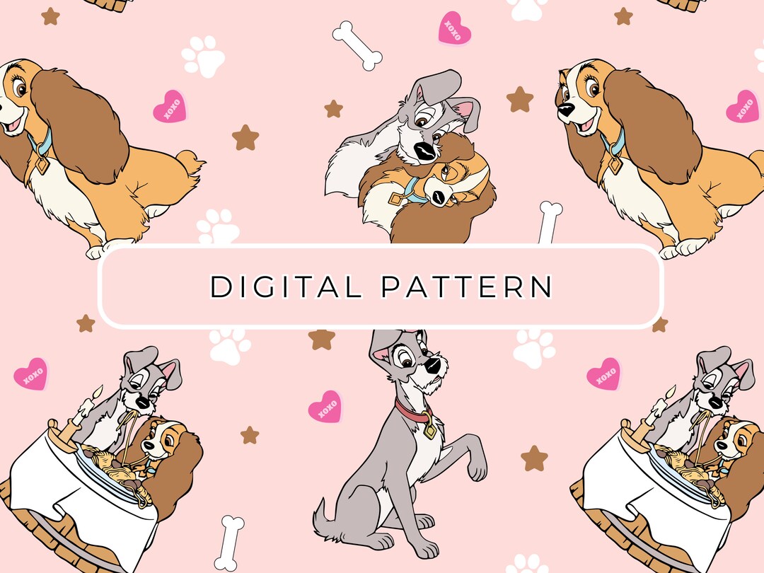 Cute Dogs in Love Digital Paper Pattern, Dog Seamless Pattern, Digital ...
