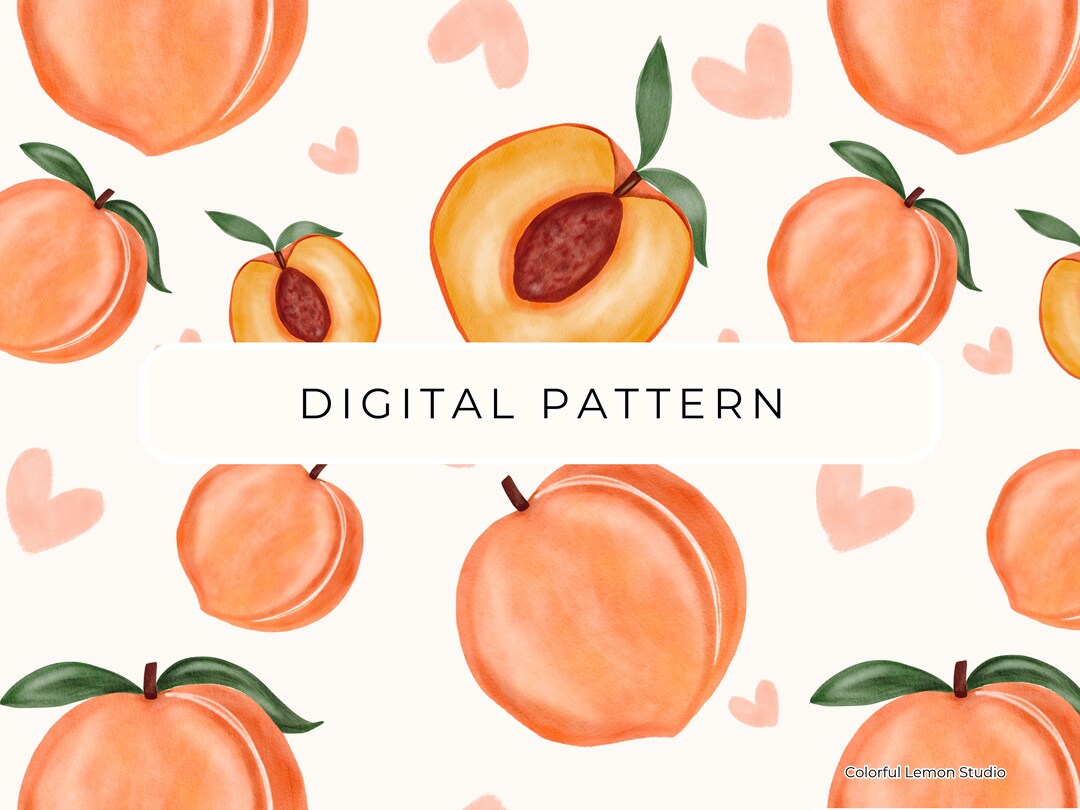 Watercolor Peach Digital Paper Pattern Theme, Peach Seamless Patterns ...