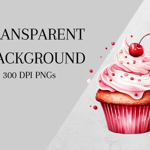 Watercolor Cupcake Clipart, Digital Art, Baking Clipart, Dessert ...