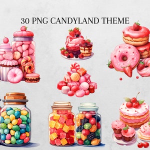 Watercolor Candy Clipart PNG, Sweet Bakery Food Clipart, Candyland ...