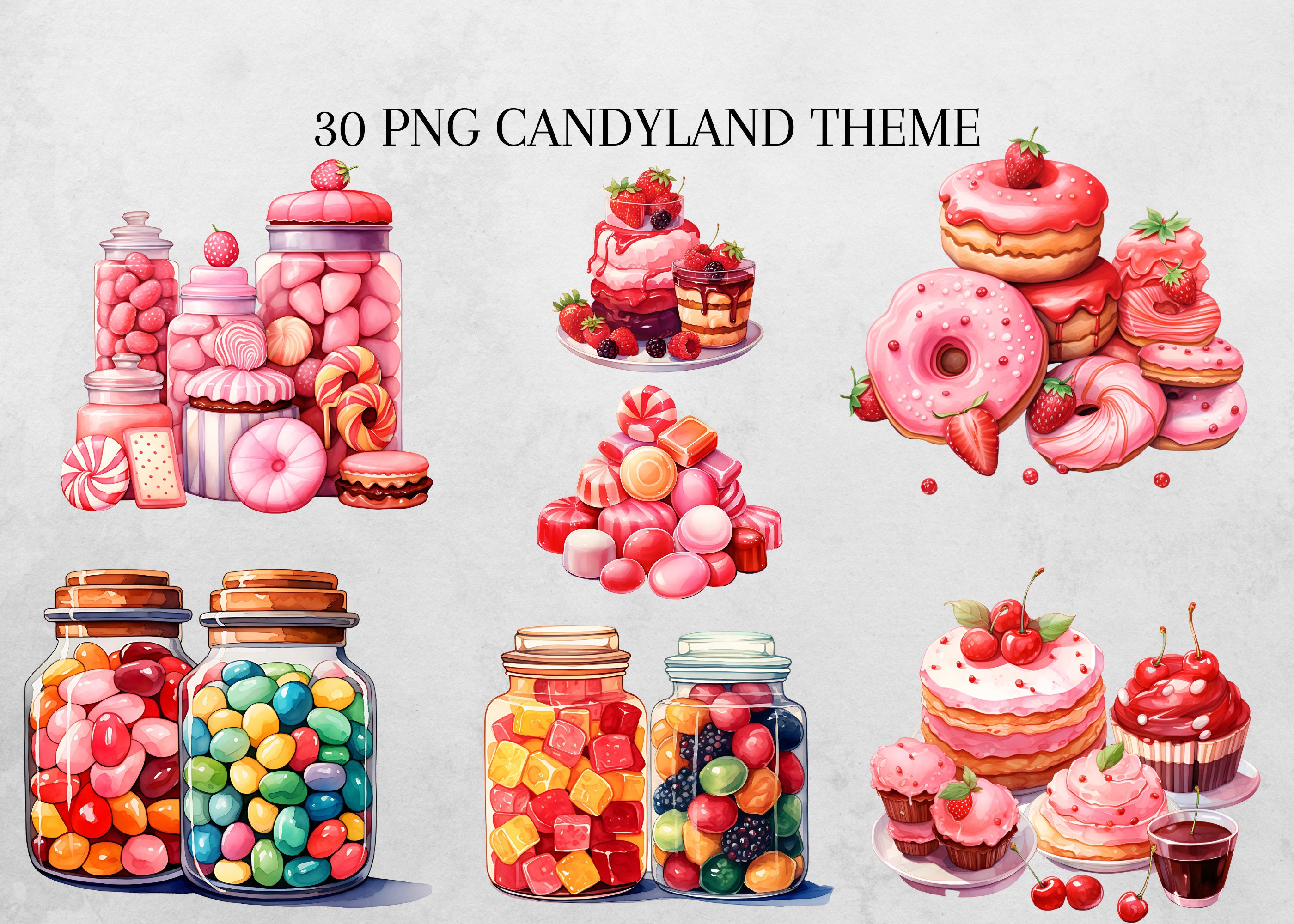 Watercolor Candy Clipart PNG, Sweet Bakery Food Clipart, Candyland ...