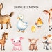 Watercolor Farm Animals Clipart Bundle, Cute Farm PNG, Baby Shower ...
