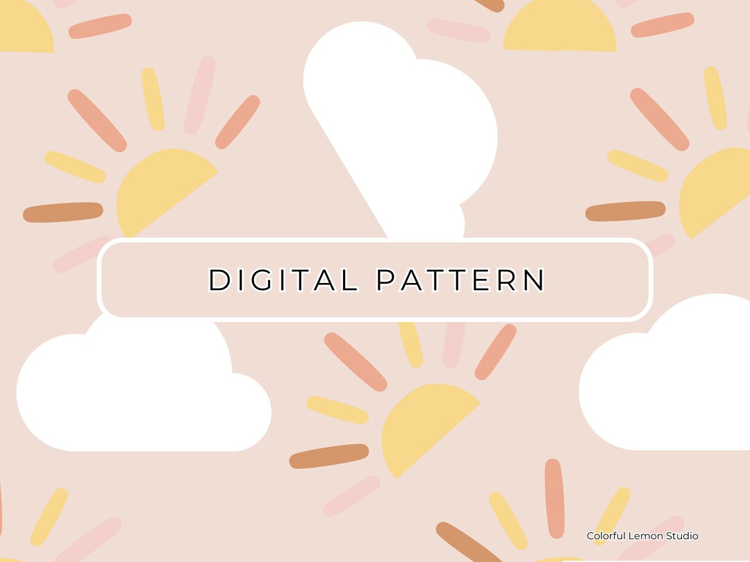 Sun and Clouds Digital Paper Pattern Theme, Boho Summer Sun Pattern Art ...