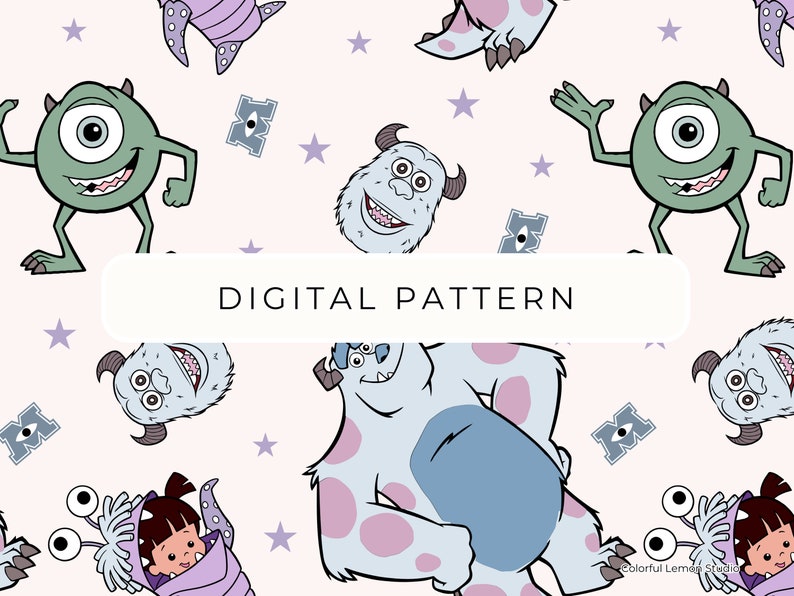Monster Inc Digital Paper Pattern, Seamless Patterns, Digital Paper PNG ...