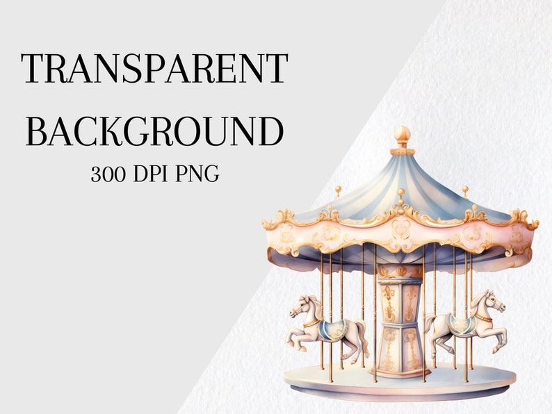 Watercolour Carousel Clipart PNG Clipart Bundle, Carousel Horse, Fairy ...