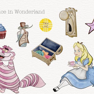 Watercolor Alice in Wonderland PNG Clipart Bundle, Watercolor Alice Mad ...