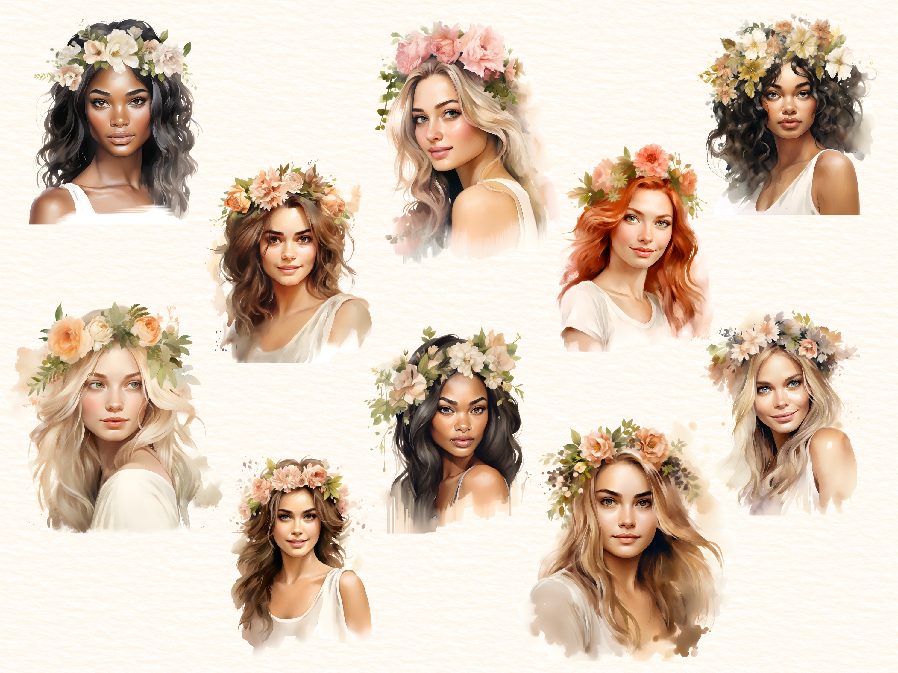 Spring Clipart Collection Bundle, Woman Spring Flower Clip Art PNG ...