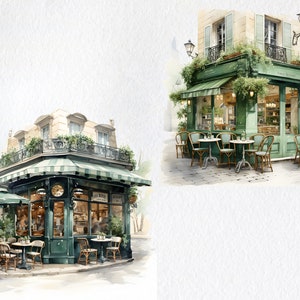 Watercolor Paris Coffee Shop Clipart PNG, Cute Paris Scenes PNG, Coffee ...