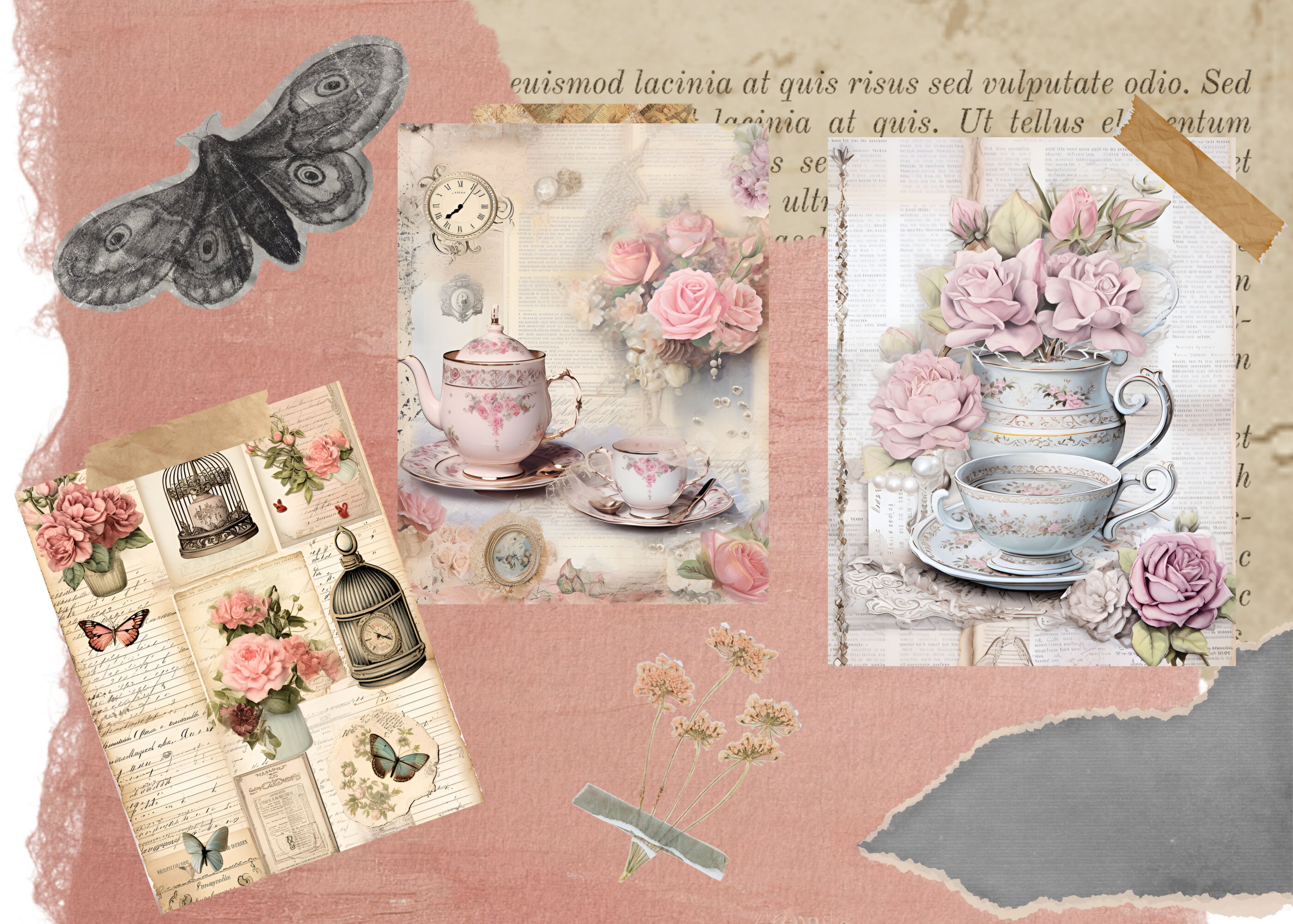 Victorian Vintage Journal Pages Printable, Floral Scrapbook Pages ...