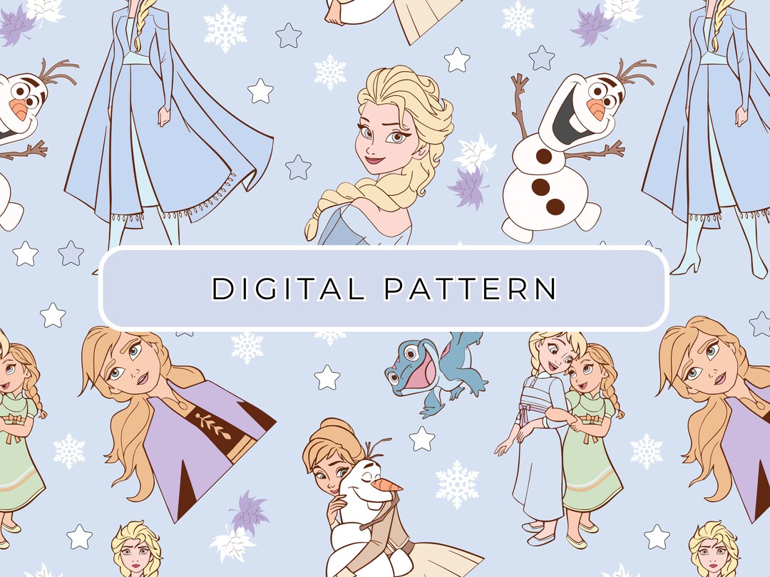 Princess Digital Paper Pattern Pink Frozen Theme, Seamless Patterns ...