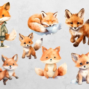 Watercolor Cute Fox Clipart Bundle, Cute Fox PNG, Foxes Woodland Animal ...