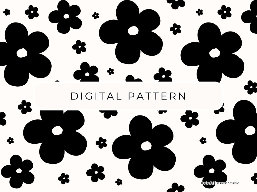 Boho Daisy Flower Digital Paper Pattern, Flower Seamless Patterns ...