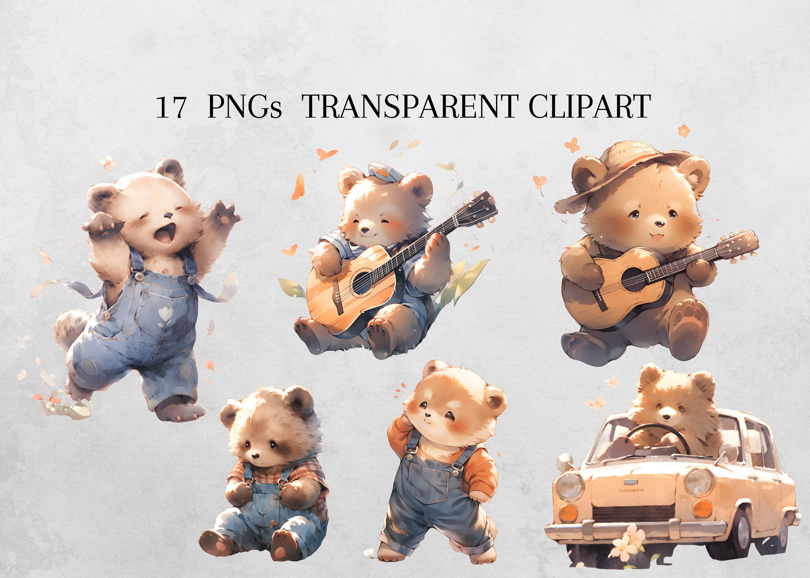 Watercolor Teddy Bear Clip Art Clipart Bundle Baby Shower - Etsy
