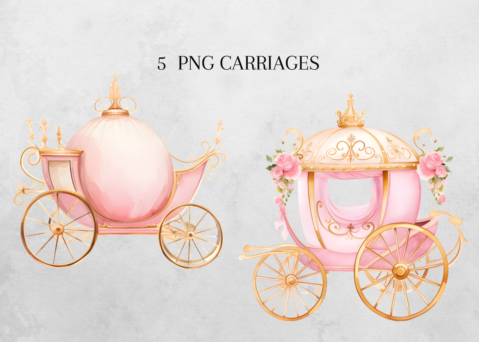 Watercolor Fairytale Carriage Clipart, Princess Carriage Clipart, Royal ...
