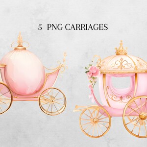 Watercolor Fairytale Carriage Clipart, Princess Carriage Clipart, Royal ...