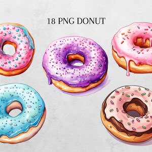 Watercolor Donut Clipart PNG, Sweet Bakery Food Clipart, Donut Birthday ...