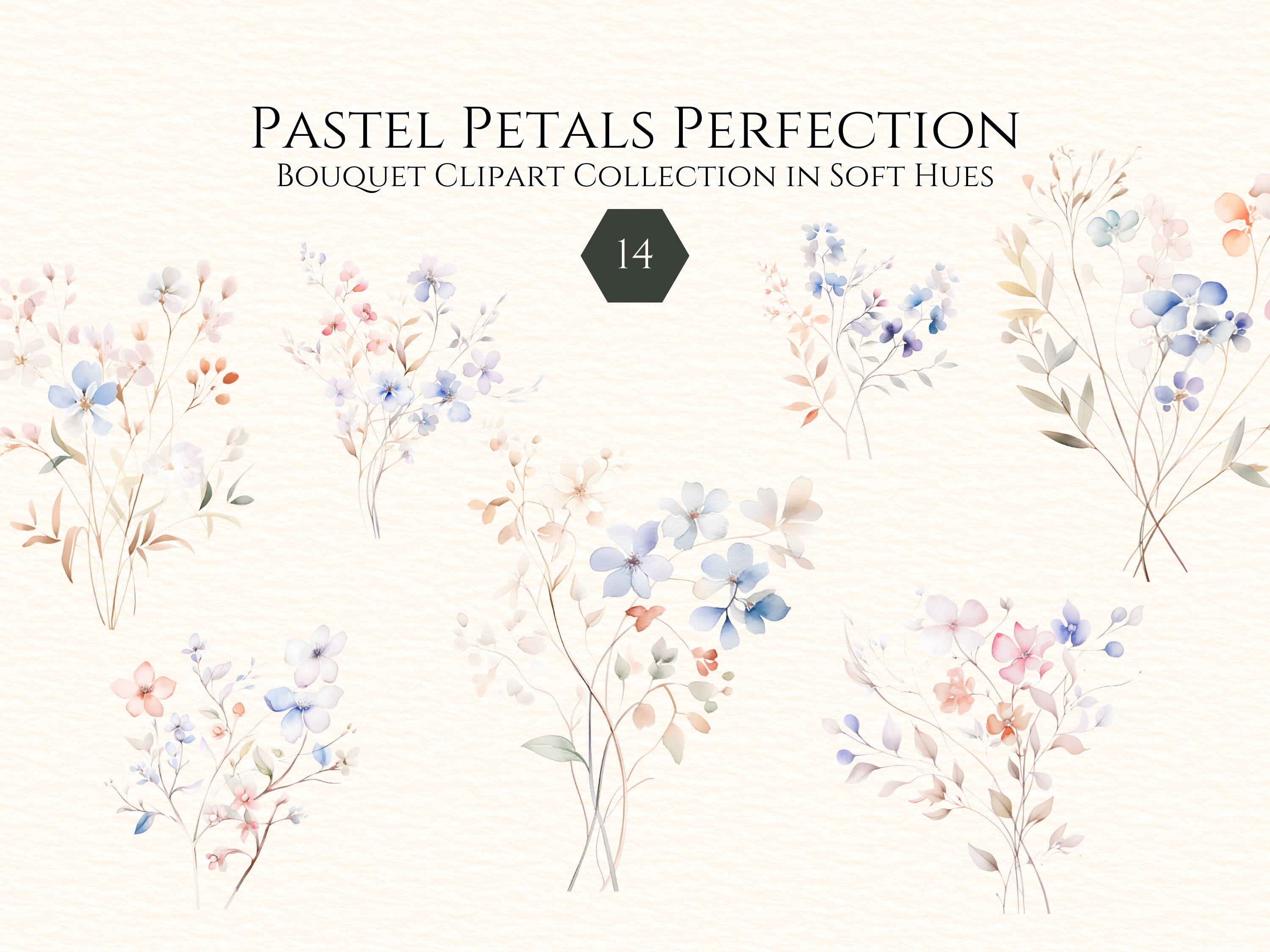 Watercolor Pastel Flower Bouquet Clipart PNG, Floral Borders, Meadow ...