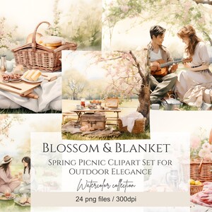 Spring Picnic Scenes Clipart Collection, Spring Flower Clip Art PNG ...