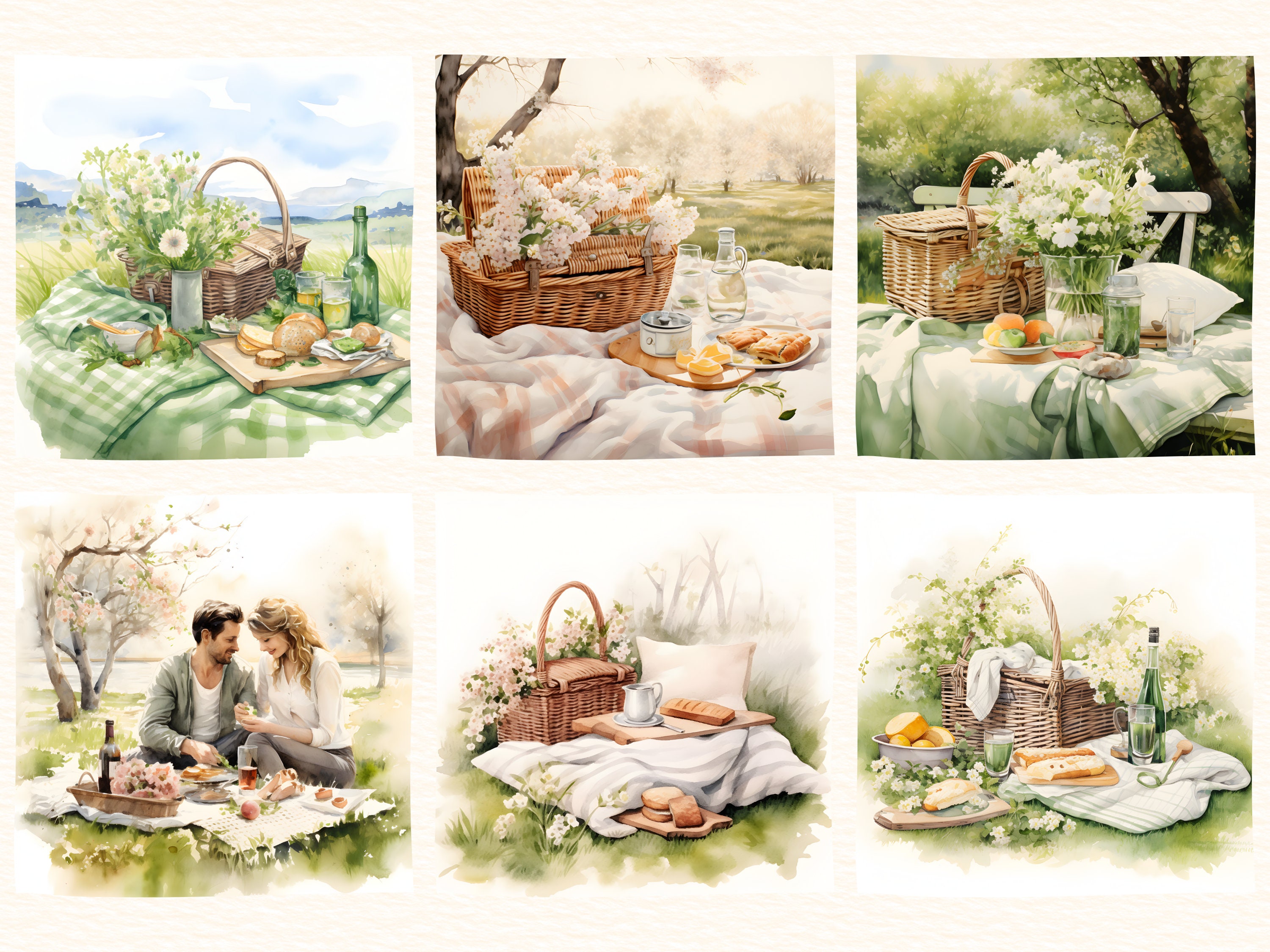 Spring Picnic Scenes Clipart Collection, Spring Flower Clip Art PNG ...