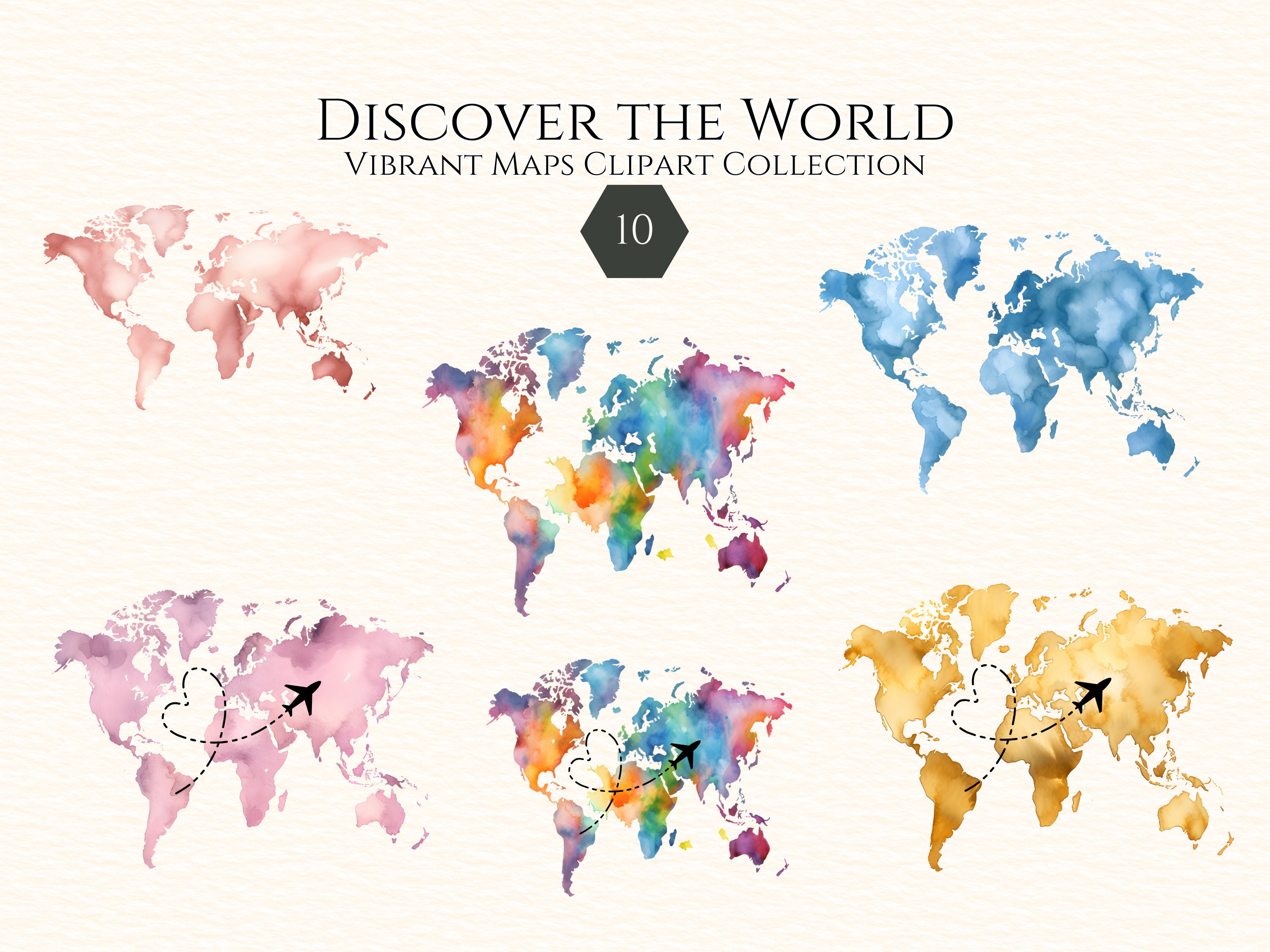 Watercolor World Map Etsy