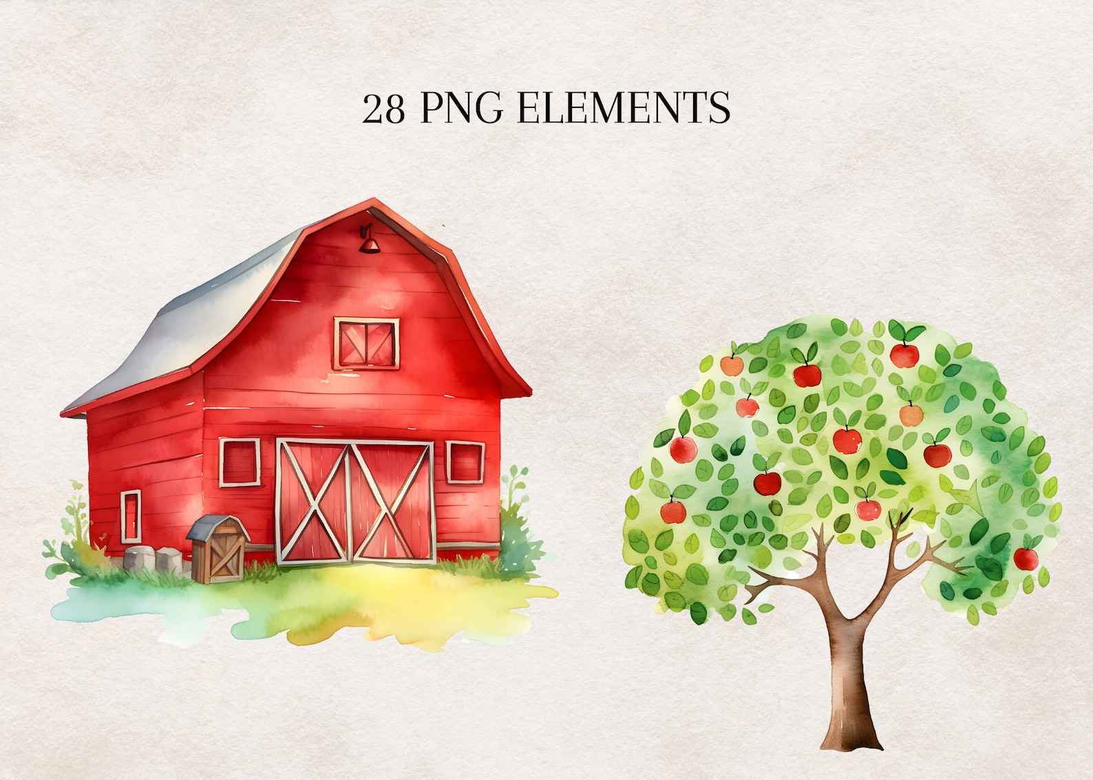 Watercolor Farm Animals Clipart Bundle, Cute Farm PNG, Baby Shower ...